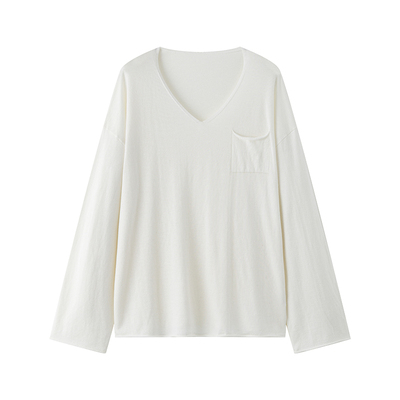 【9/18 20:00】MUCCHIC/懒人松弛感桑蚕丝羊毛v领针织衫