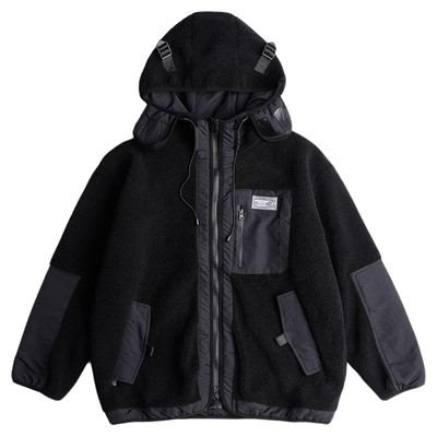 AOGZ国潮工装外套男女秋冬2025新款加绒加厚夹克情侣仿羊羔绒棉服