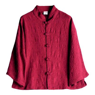 苇素盘扣复古唐装棉麻衬衫，棉衣