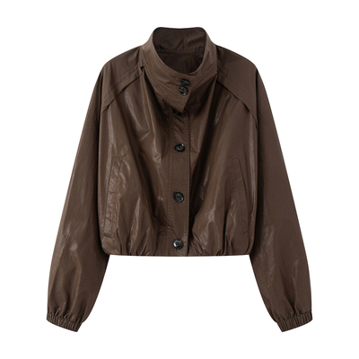 休闲宽松立领百搭短外套上衣