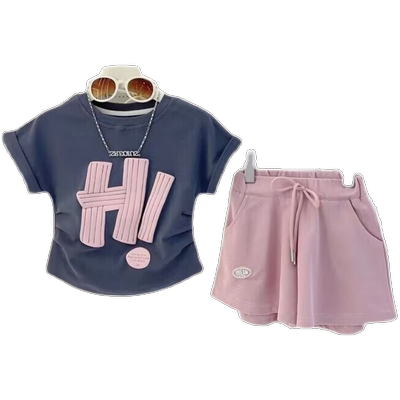 女童夏季套装网红短袖t恤两件套