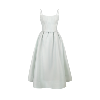 仿丝毛鱼骨精致收腰大摆裙长裙