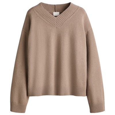 HM女装毛针织衫2026春季新款静奢风V领套衫高智感针织衫1317093