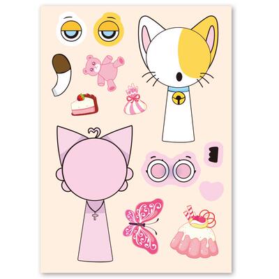 爆款贴纸卡通变装自粘贴节奏盒子