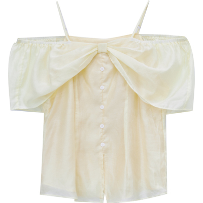 DM100大码百分百女装微胖mm一字肩雪纺衫气质蝴蝶结性感露肩上衣