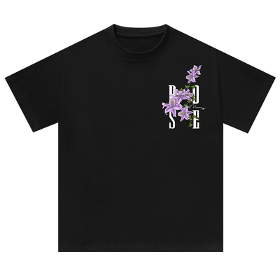 美式宽松纯棉玫瑰短袖T恤