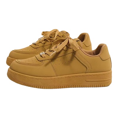 环球板鞋情侣款男女鞋棕色低帮休闲春秋小麦色百搭厚底运动小白鞋