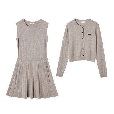 indicia标记商场同款25春新款气质简约针织连衣裙套装 F2A5TZ009C