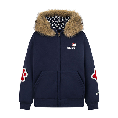 EUEHkitty毛领连帽卫衣拉链外套