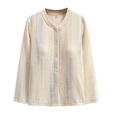 双层纱婴儿棉带胸垫开衫睡衣上衣