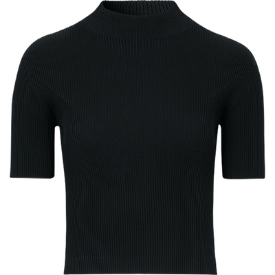 CFCL 中领时尚春夏女罗纹弹力针织短袖上衣