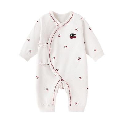 babylove【纺软织柔】新生儿连体衣纯棉初生宝宝系带哈衣樱桃甜梦