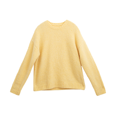 忘城羊毛混纺黄色套头针织毛衣女