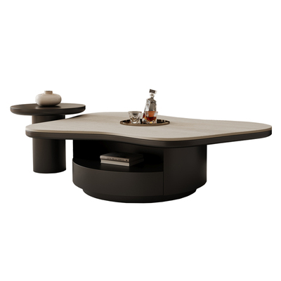 法式现代简约云朵洞石岩板茶几