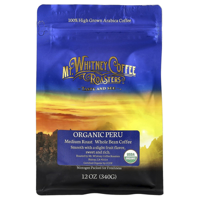 Mt. Whitney Coffee Roasters秘鲁有机全豆咖啡中度烘焙香气浓郁
