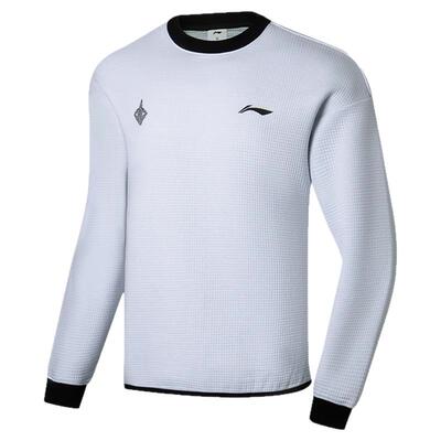 Lining/李宁正品春季男子圆领宽松休闲运动针织长袖卫衣AWDT075