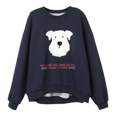 西町村屋韩系毛绒小狗圆领卫衣