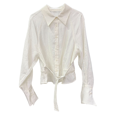 尖货！宽松腰带亚麻衬衫上衣