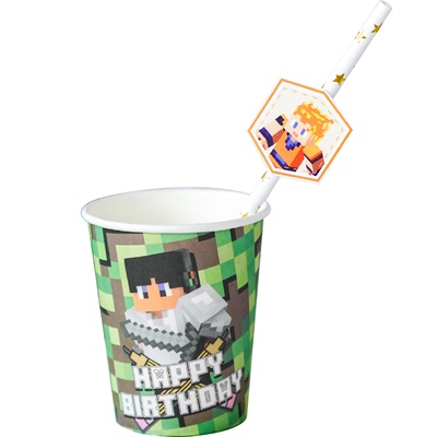 我的世界生日布置儿童周岁帽餐具