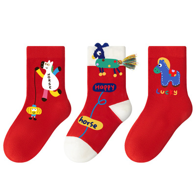 斑比新年中筒袜秋冬季无骨礼盒装