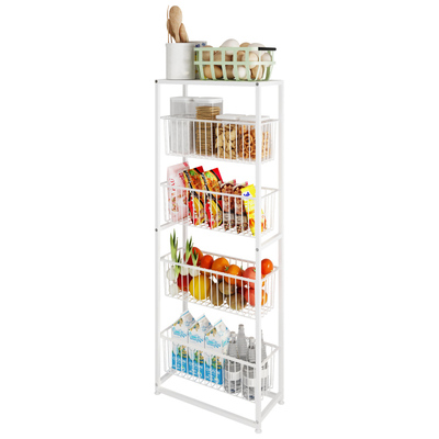 抽拉式窄缝夹缝蔬菜收纳架多层