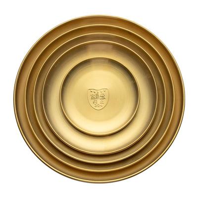 韩式风圆形餐具烤肉不锈钢盘子