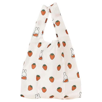 日系卡通米飞兔草莓图案购物袋