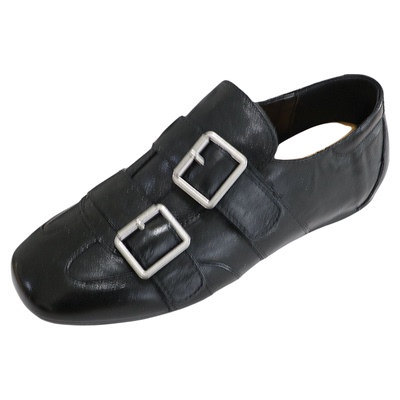 诗路花语真皮双扣带平底乐福鞋