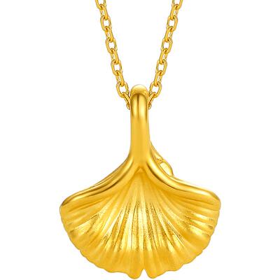 周六福黄金吊坠女款定价银杏叶挂件足金5d硬金妈妈送节日礼物