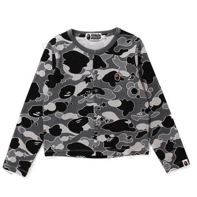 BAPE女装秋冬猿人刺绣徽章STA迷彩开衫外套211501H