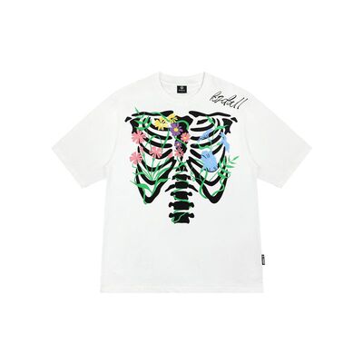 KZDALL花卉骨架发泡印花短袖T恤