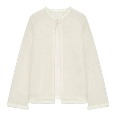 concise-white/简白26春夏新品 女士织花圆领开衫银泰百货 301257