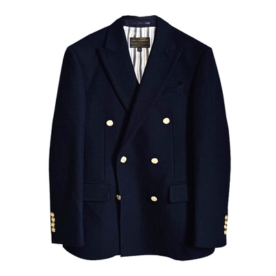 经典再现拉夫版布雷泽西装600g麦呢戗驳领双排扣绅士Blazer西服