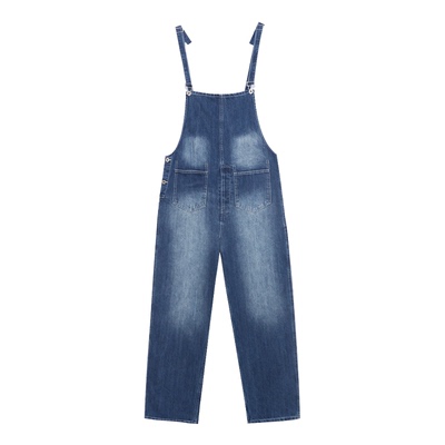 木岸muan开端背带裤夏季定制复古水洗牛仔背带裤长裤女DG-23072