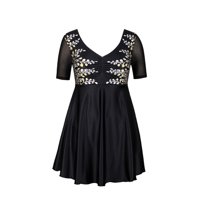 凯迪龙胖mm遮肚裙式连体游泳衣