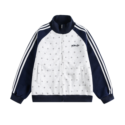 TODAYLOVER星星撞色拼接开衫卫衣