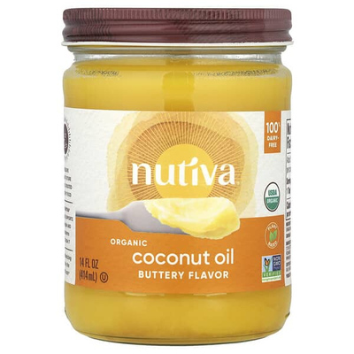 Nutiva有机椰子油黄油风味浓郁黄油香烘焙涂抹烹饪浓郁椰香健康替