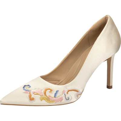 TM蓝色绸缎面轻奢高级感单鞋