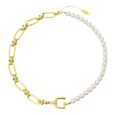 GlamEver马蹄扣珍条拼接锁骨链