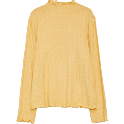 DM100大码百分百微胖mm女装冬宽松针织打底衫波浪边半高领正肩T恤