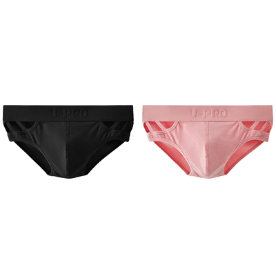 UPRO柚璞螺纹男士挖孔时尚内裤粉色黑色三角内衣