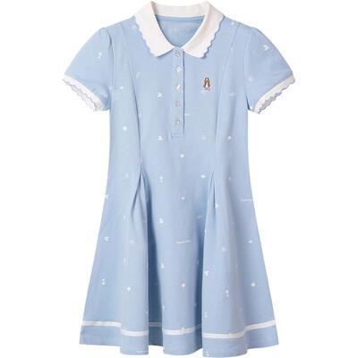 暇步士女童夏季甜美短袖POLO裙