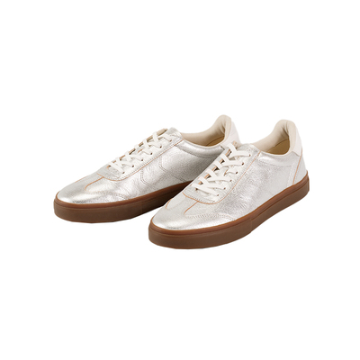 Vagabond牛皮平底系带银色德训鞋