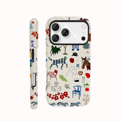 牛马日常卡通苹果iPhone17pro手机壳菲林硬壳全包精孔保护套适用华为mate80promax苹果15/15/13磨砂软壳女生