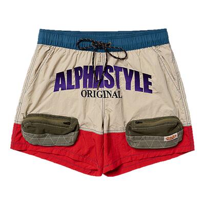 AlphaStyle春夏撞色拼接休闲短裤