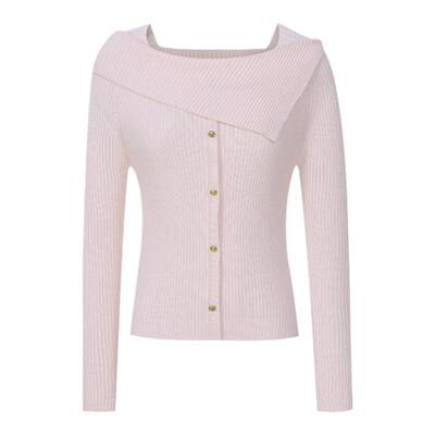 GCRUES一字肩显瘦针织衫女2025春