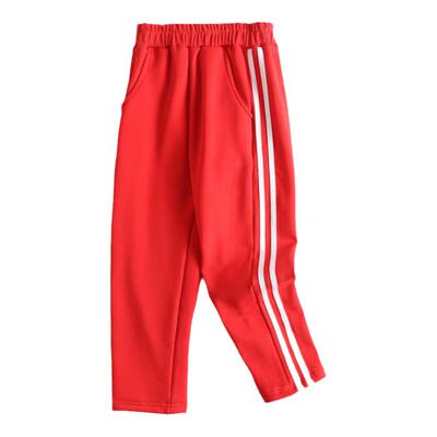 小裤裤纯棉儿童红色冬款校服裤子