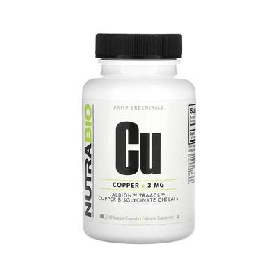 香港直邮Nutrabio Labs,铜，3 毫克，90 粒素食胶囊补充剂甘氨酸