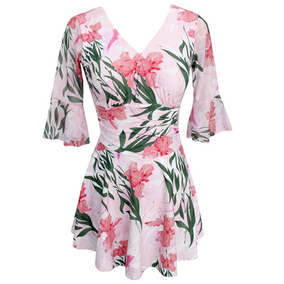 中袖女式连体裙式游泳衣