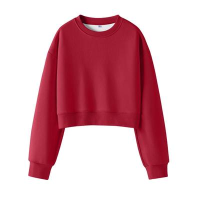 真维斯加绒加厚圆领短款卫衣女